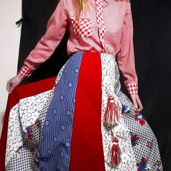 Vintage | Skirts | Vintage 7s Chessa Davis Maxi Skirt W Pompoms | Poshmark